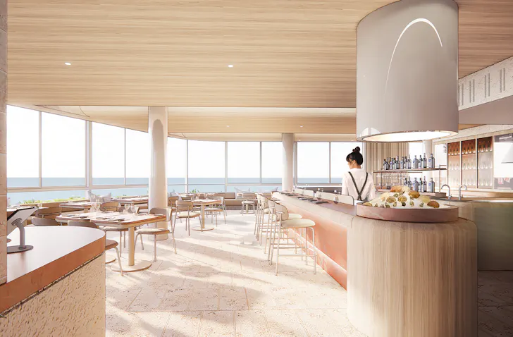 A Sleek Beachfront Cafe And Mediterranean Restaurant By The Gambaro ...